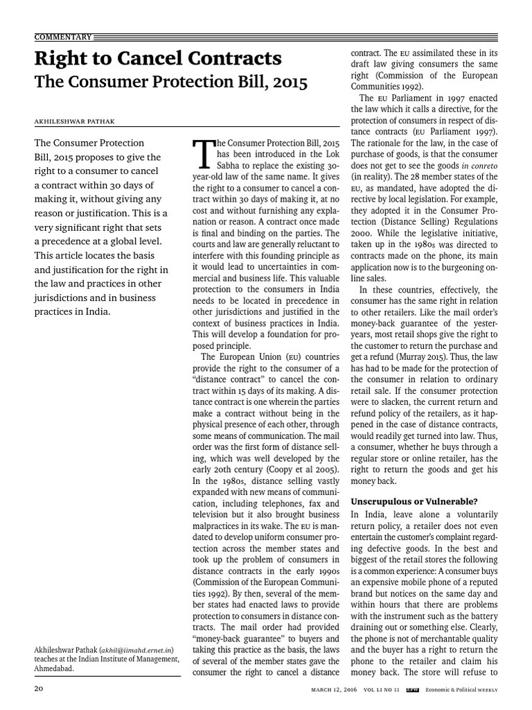 Right To Cancel Contracts 0 PDF | PDF | Consumer Protection | Retail