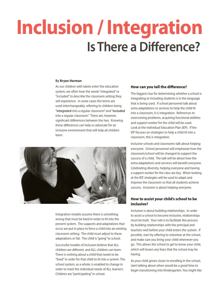 Integration Vs Inclusion PDF | Download Free PDF | Inclusion (Education ...