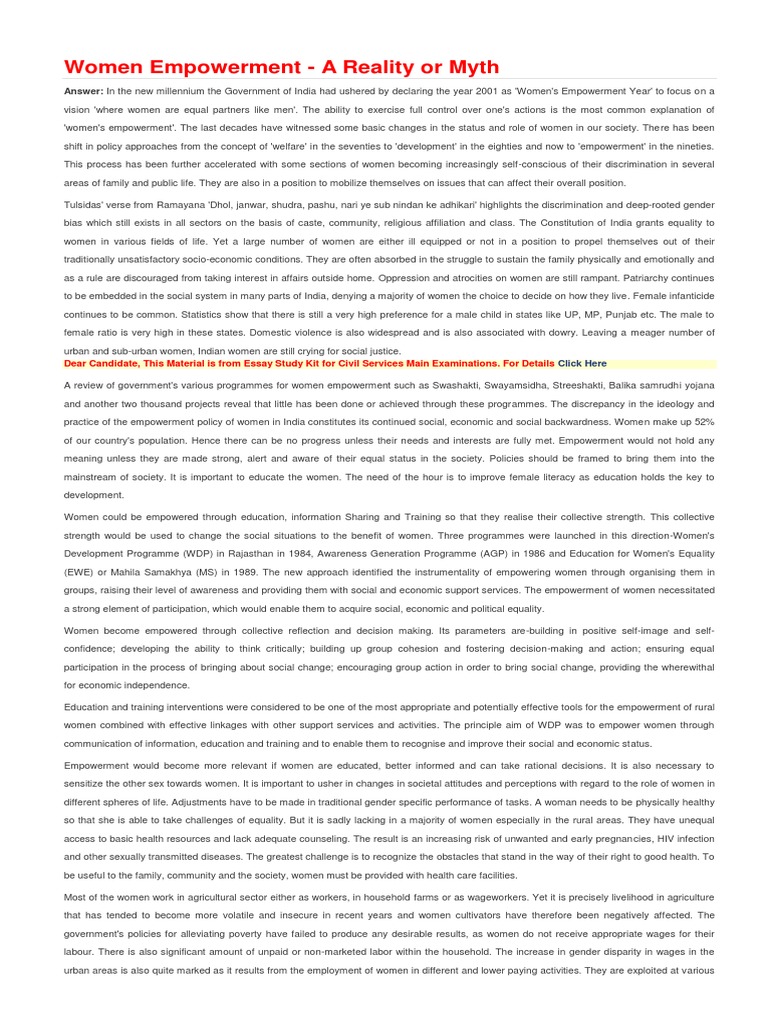 Women Empowerment | PDF | Empowerment | Gender Equality