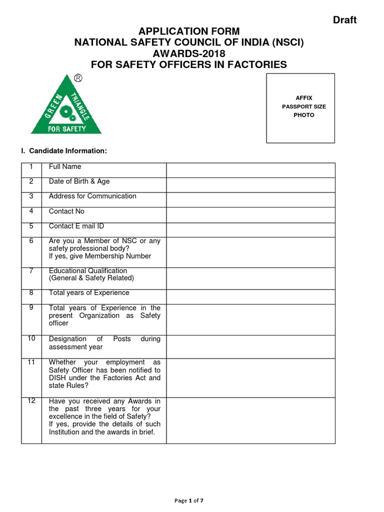 Safety Award Application | PDF | Occupational Safety And Health | Safety