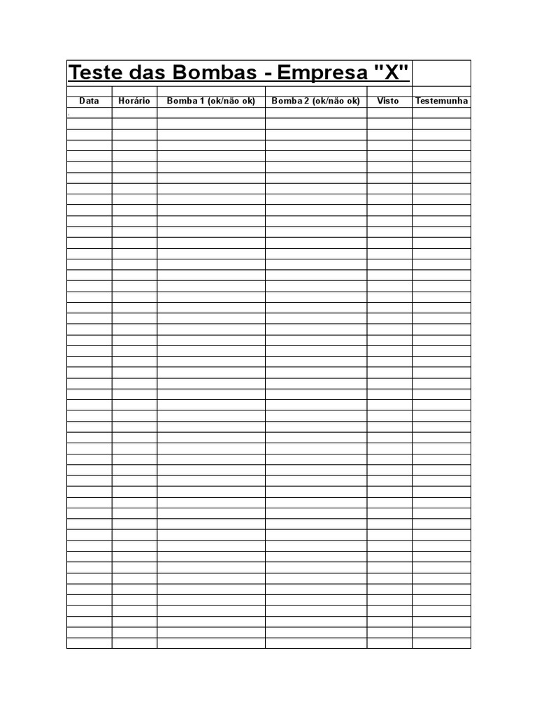 Check List Teste Bombas | PDF