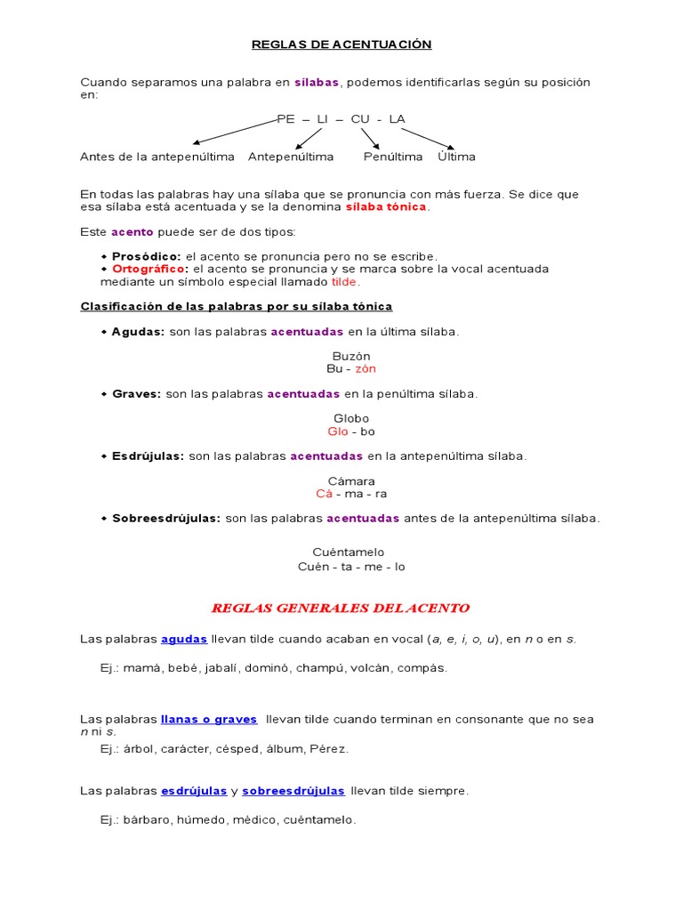 Reglas de Acentuación | PDF | Ortografía | Escritura