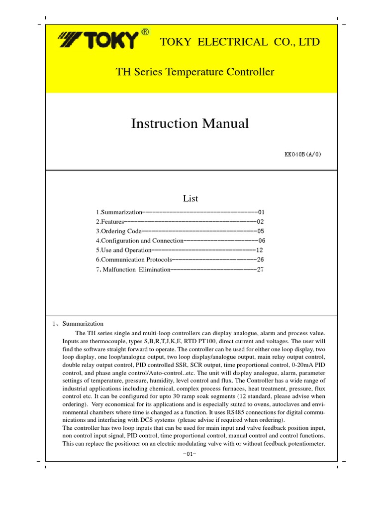 TH Series Temperature Controller PDF | PDF | Parameter (Computer ...