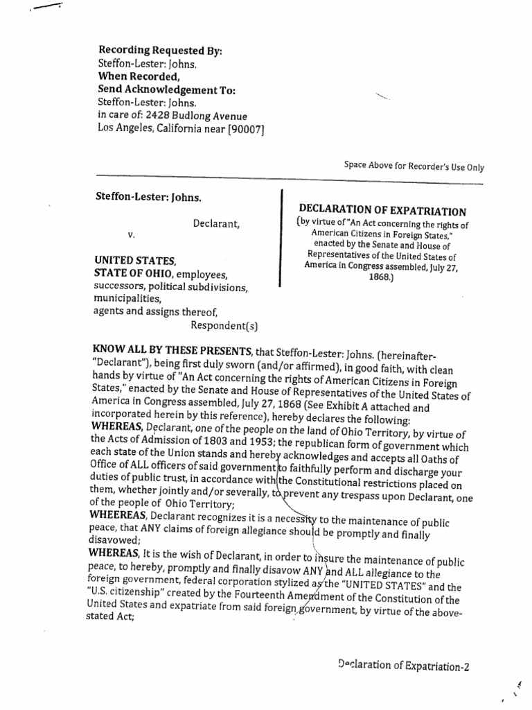 Declaration of Expatriation | PDF