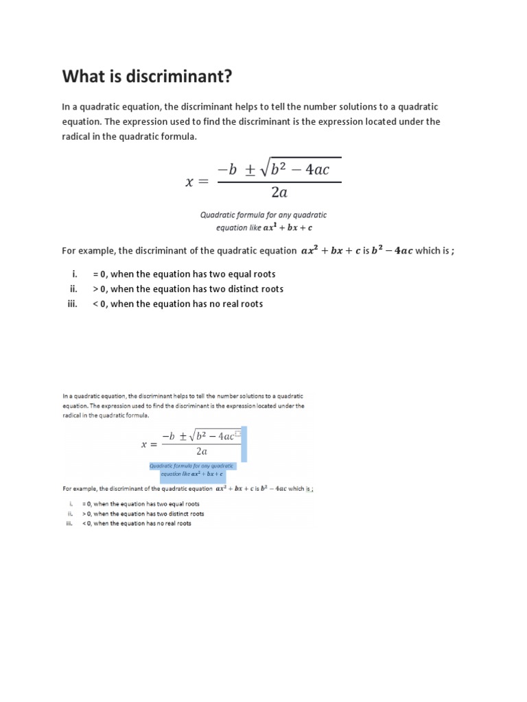 What Is Discriminant | PDF