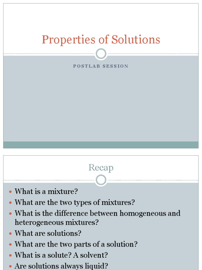 Properties of Solutions | PDF | Solution | Filtration
