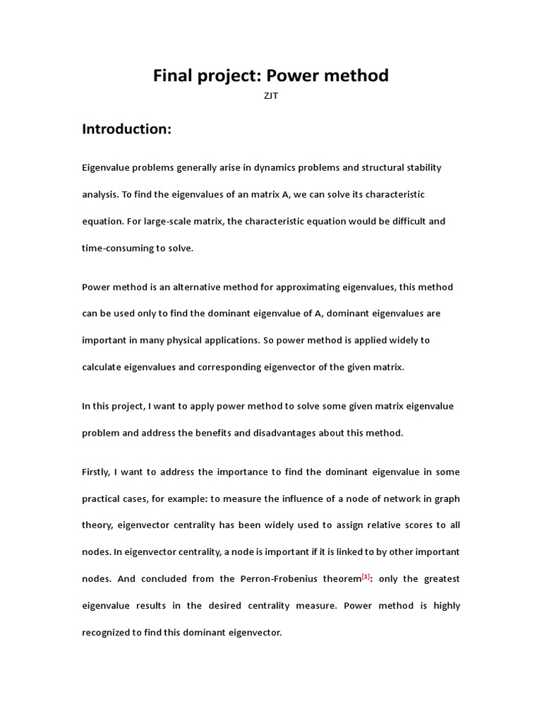 Final Project: Power Method | PDF | Eigenvalues And Eigenvectors | Analysis