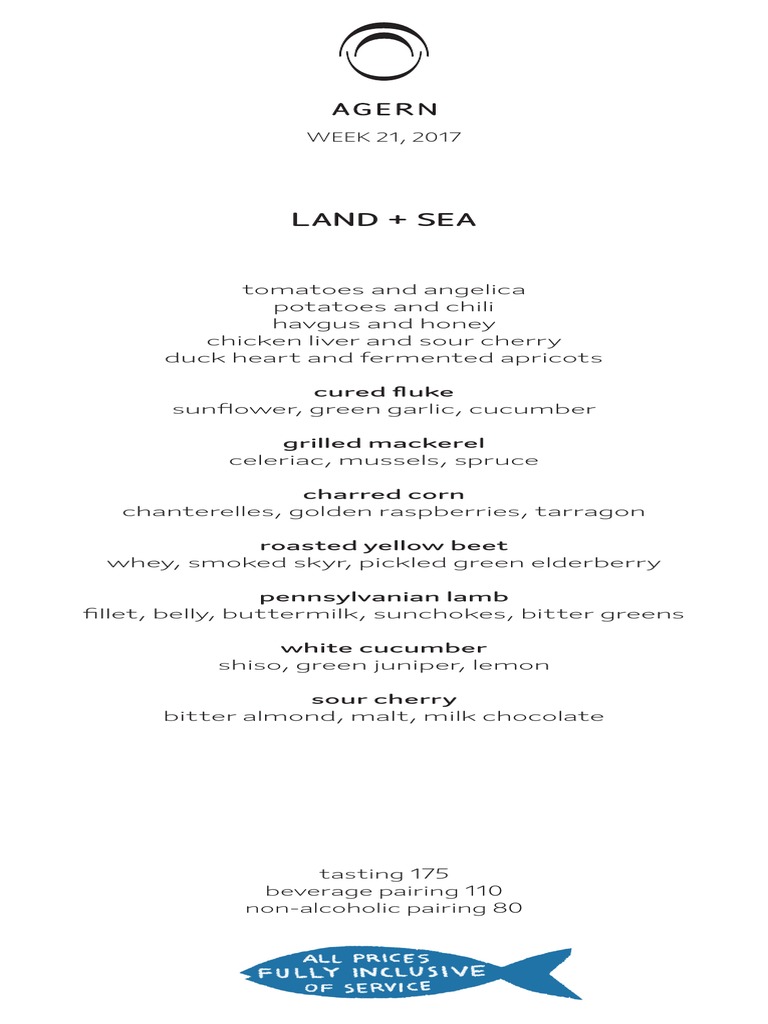 Agern Dinner Menu | PDF | Pickling | Western Cuisine