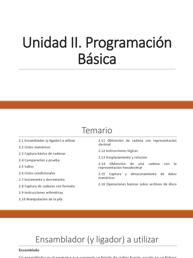 Unidad II | PDF | Lenguaje ensamblador | Programa de computadora