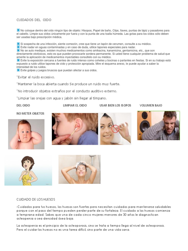 Cuidados Del Oido | PDF | Hueso | Calcio