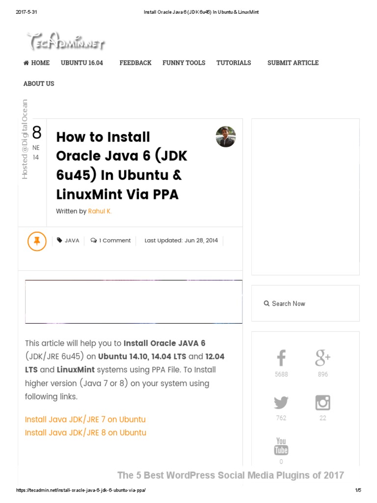 Install Oracle Java 6 (JDK 6u45) in Ubuntu & LinuxMint | PDF | Java Version History | Java ...