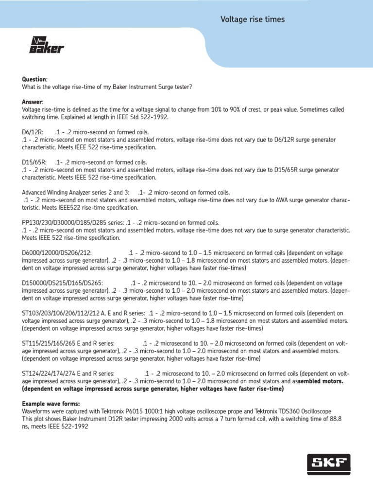 SKF Baker Time Rise | PDF | Electric Generator | Voltage