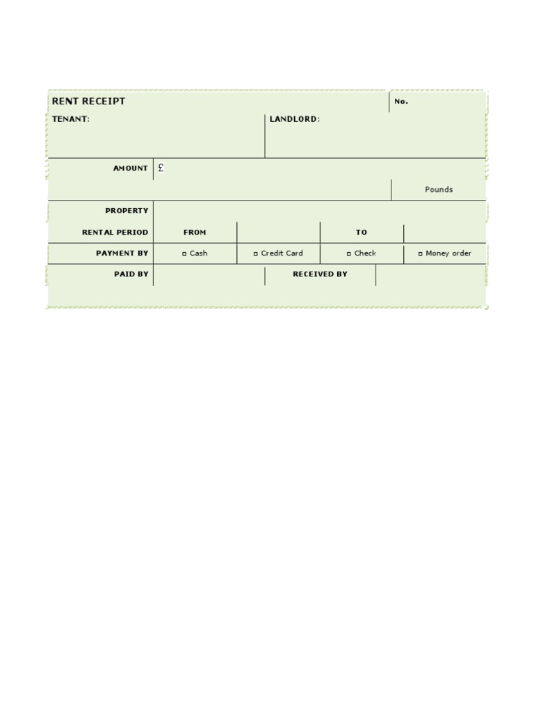 Rent Receipt Template for Tenants | PDF