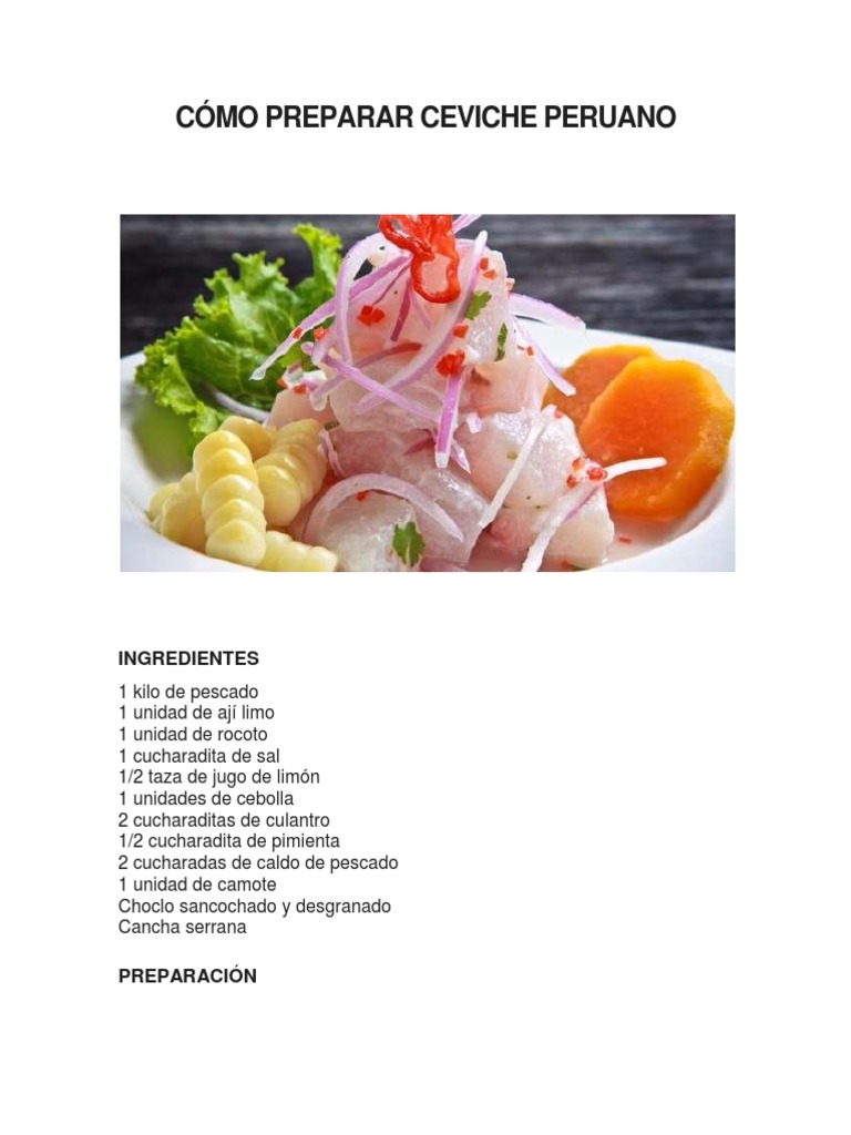 Receta de Ceviche Peruano Fácil | PDF