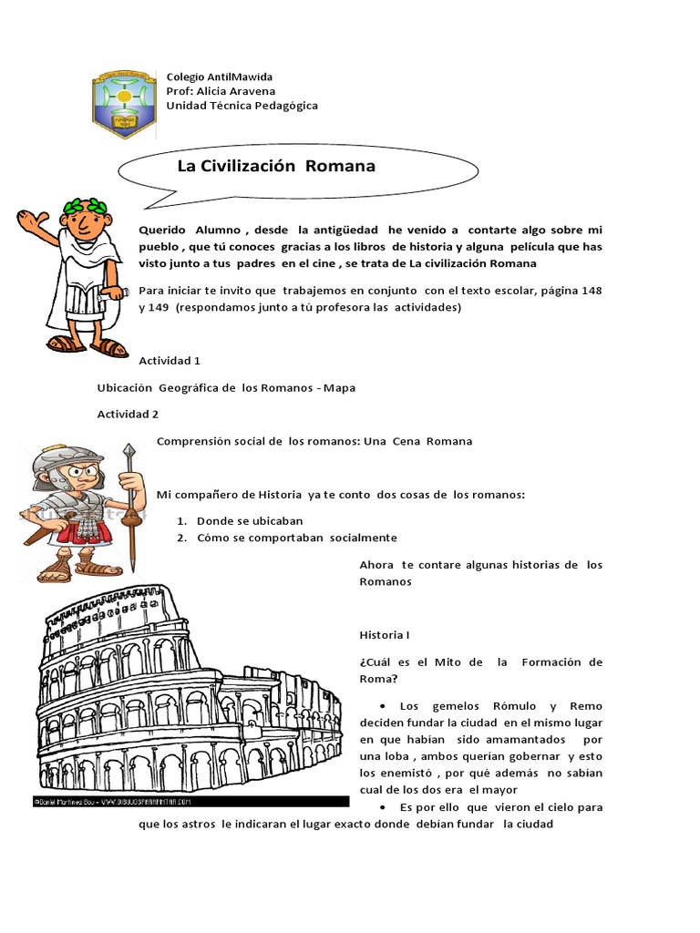 3º Básico Historia Guía Resumen Civilización Romana | Roma antigua ...