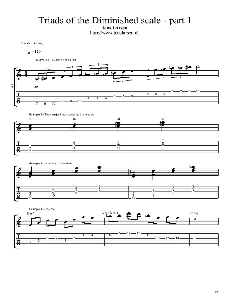 Jens Larson Triads of The Diminished Scale Part 1 | PDF | Musical ...
