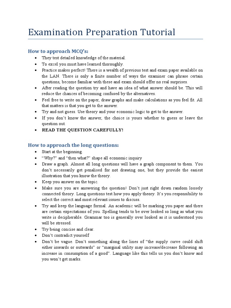 Examination Preparation Tutorial: How To Approach MCQ's | PDF | Test ...