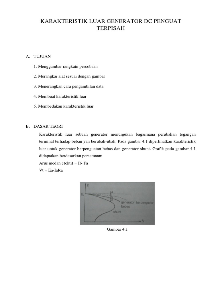 Karakteristik Luar Generator DC Penguat Terpisah | PDF