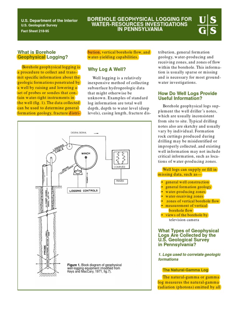 Borehole Geophysical Log Usgs 1996 | Borehole | Flow Measurement
