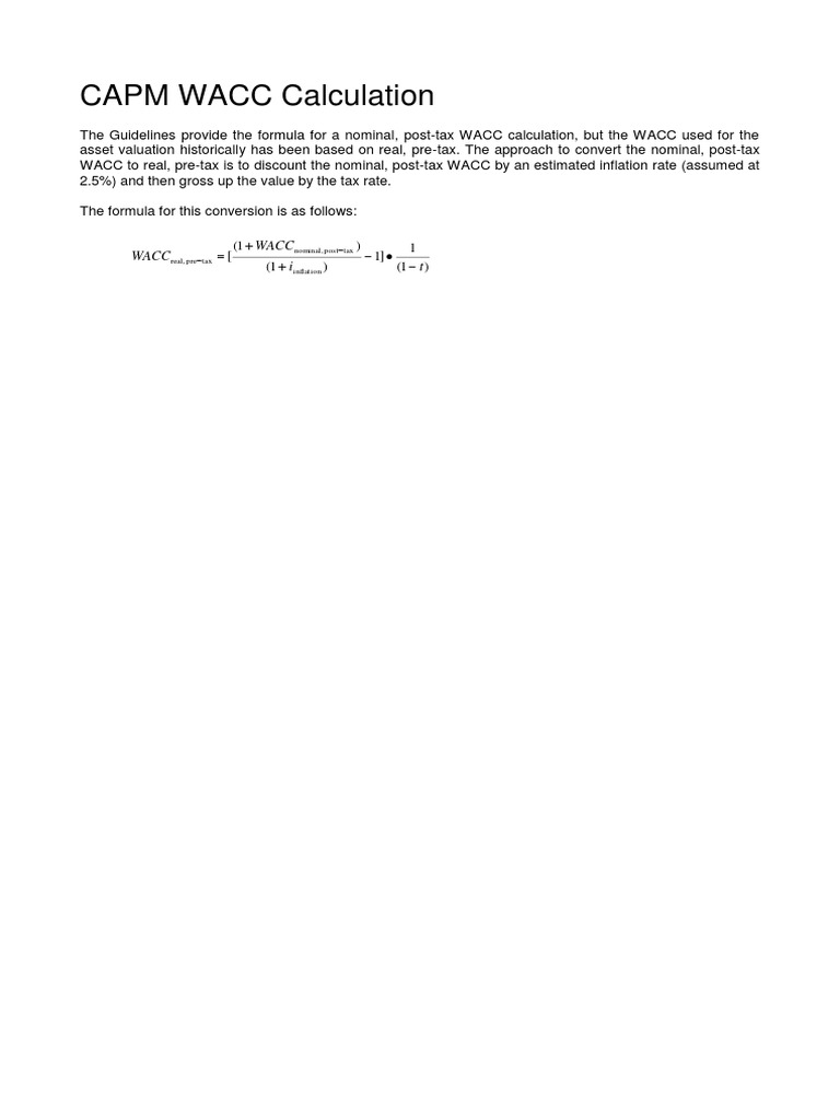 CAPM WACC Calculation: T I Wacc Wacc | PDF