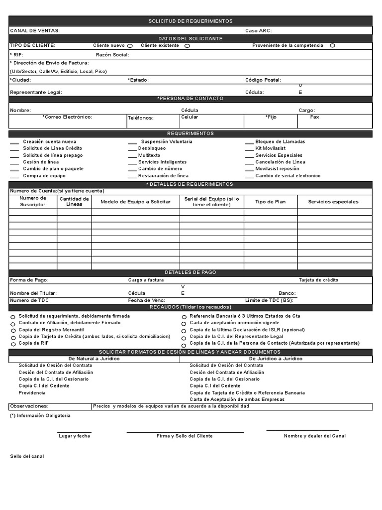 Formato de Solicitud de Cta Corporativa Movilnet | PDF | Tarjeta de crédito | Bancos