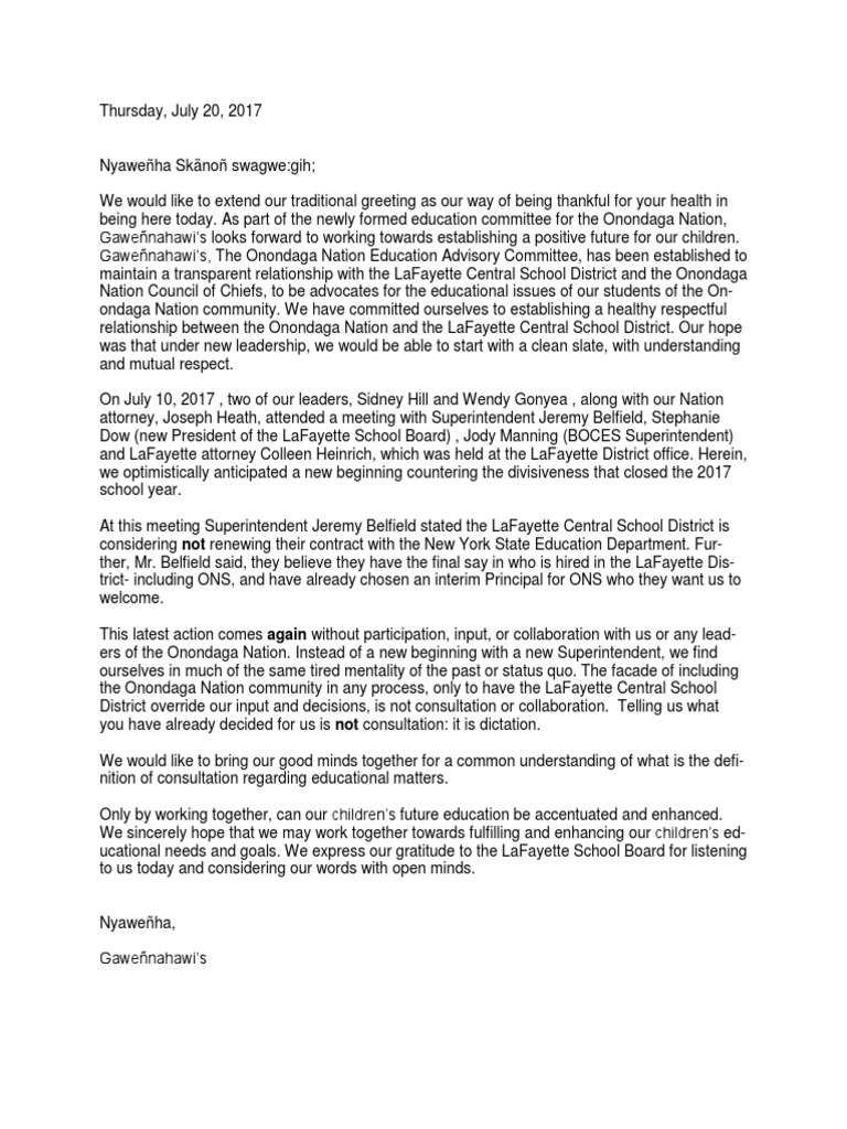 Letter To School Board | PDF