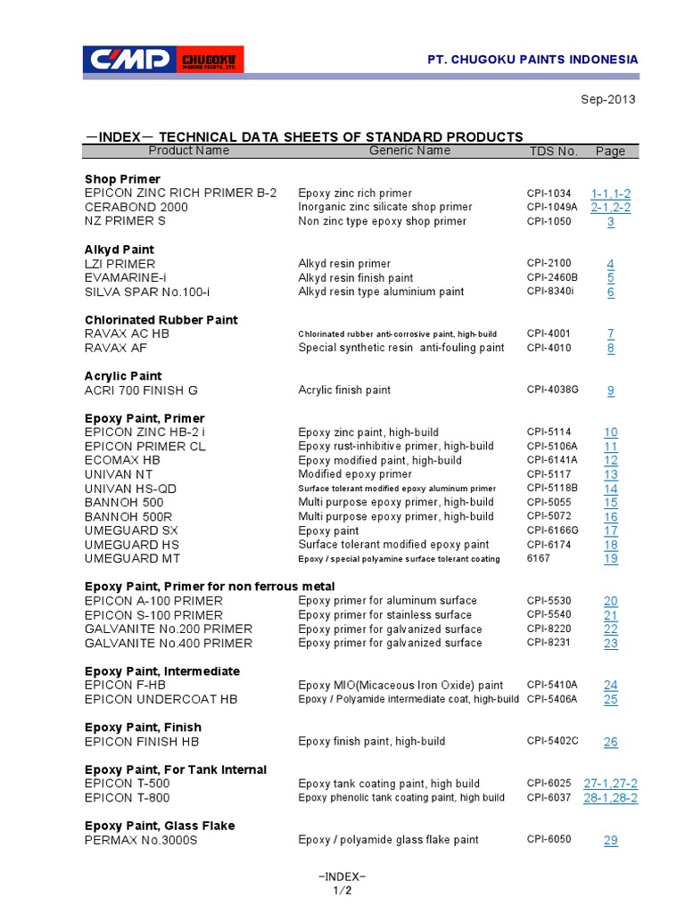 Chugoku Paints Technical Data Sheets | PDF | Paint | Relative Humidity