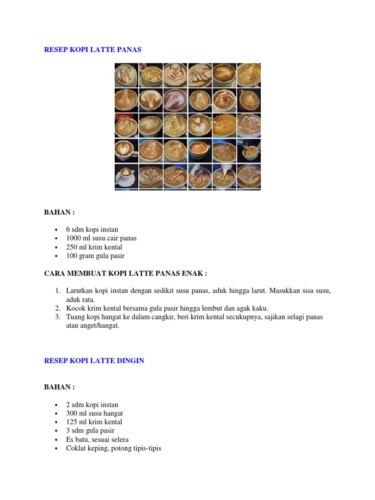 Resep Kopi Latte Panas | PDF