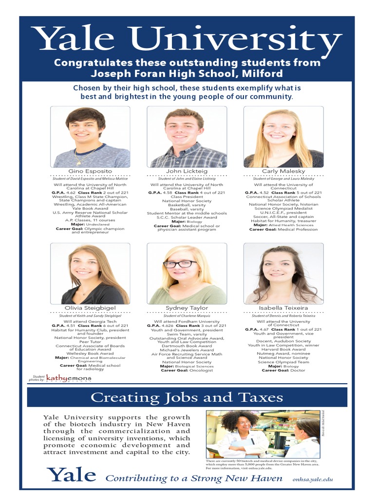 Joseph Foran Senior Spotlight | PDF | Yale University | University Of ...