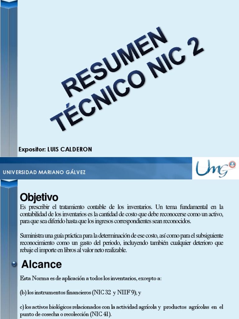 Resumen Técnico de la NIC 2: Inventarios | PDF | Costo | Medición