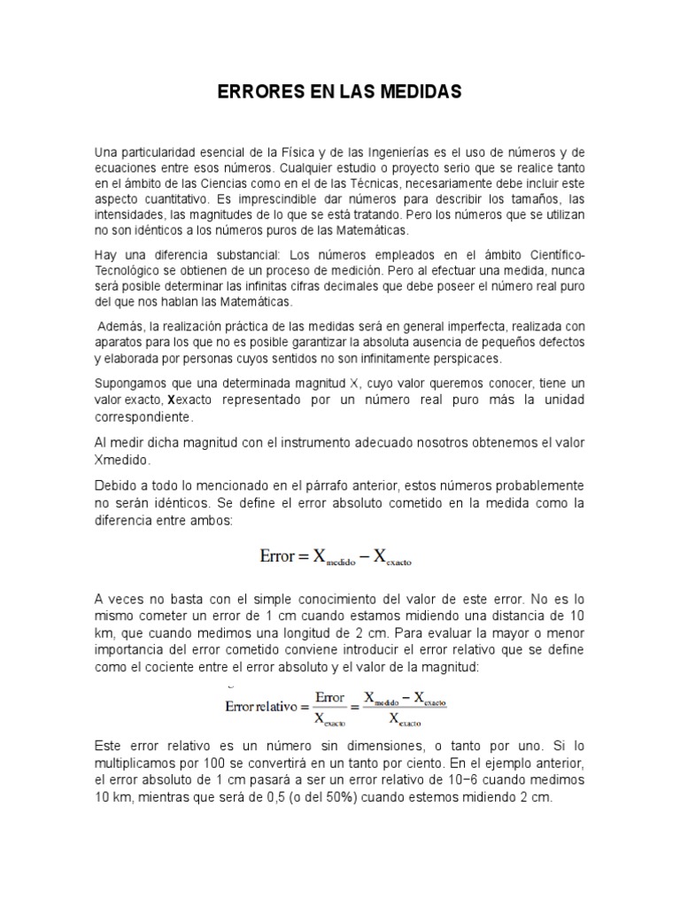Errores en Las Medidas | PDF | Medición | Física