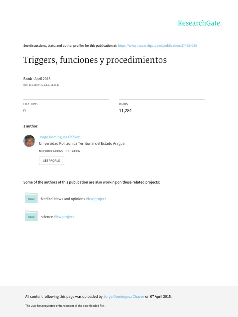 Libro Triggers, Funciones y Procedimientos Almacenados | PDF | SQL ... Libro Triggers, Funciones y Procedimientos Almacenados | PDF | SQL ...