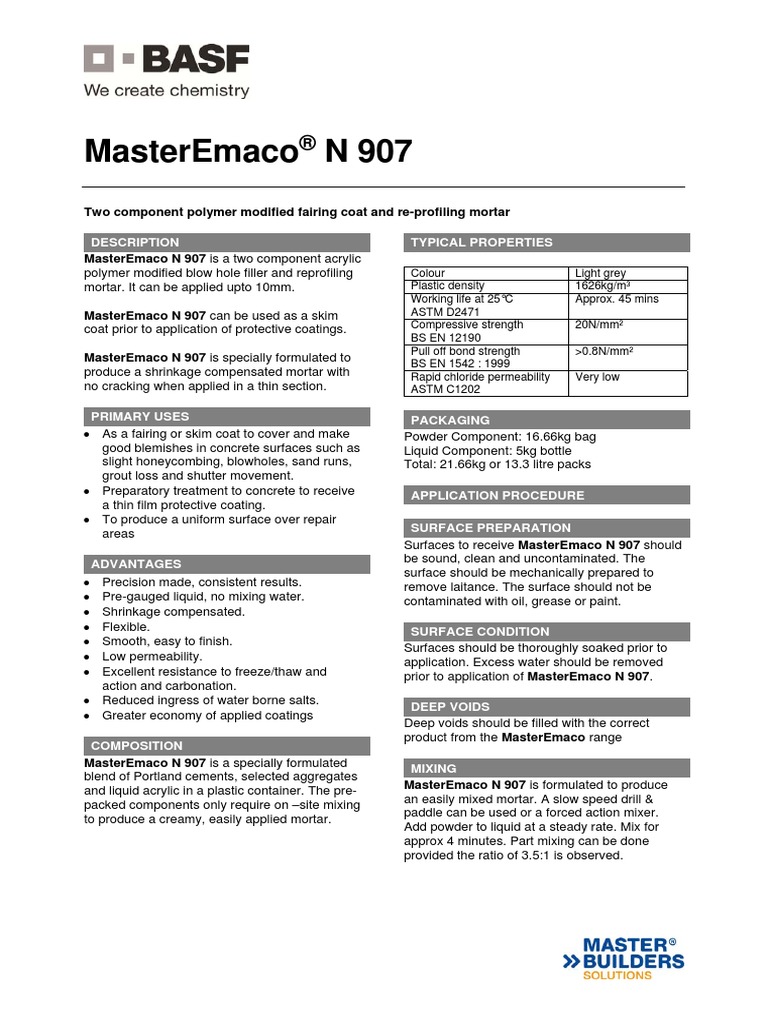 Masteremaco | PDF | Mortar (Masonry) | Casting (Metalworking)