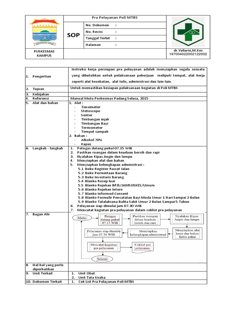Sop Pra Pelayanan MTBS | PDF