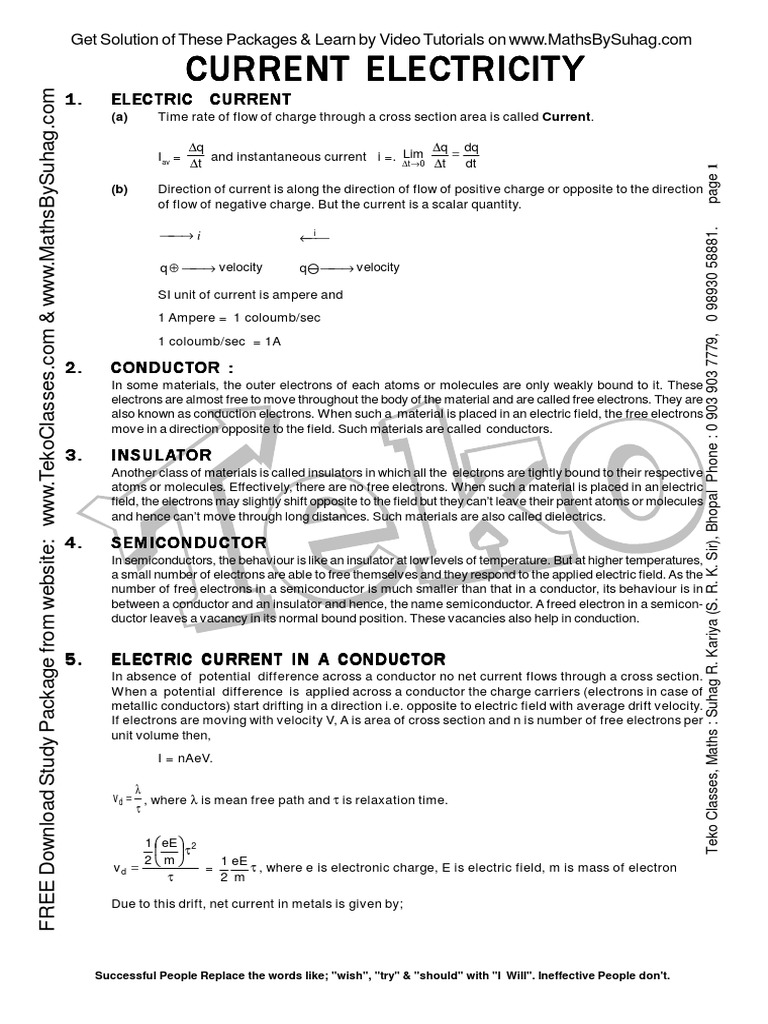 Current Electricity Type 2 PART 1 OF 3 ENG PDF | PDF | Electrical ...