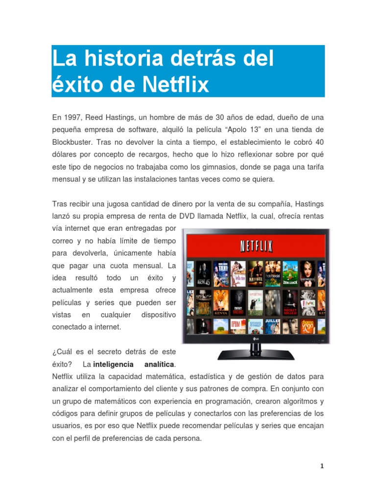Ensayo - La Historia Detrás Del Éxito de Netflix | Netflix | Tecnología