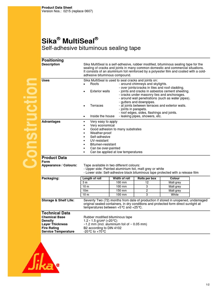 Sika MultiSeal - PDS | PDF | Industries | Building Materials