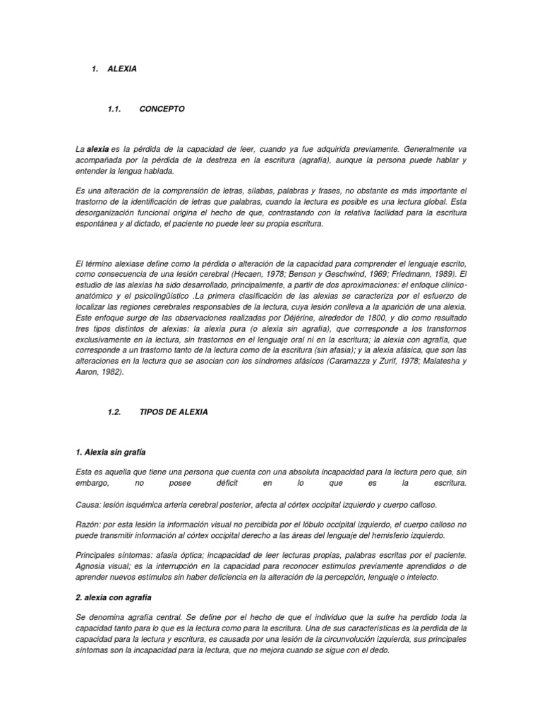 ALEXIA | PDF | Afasia | Hemisferio cerebral