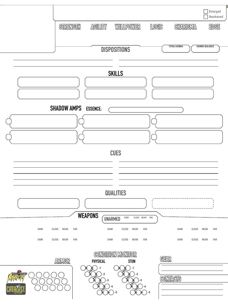 Shadowrun Anarchy Sheet Lite | PDF