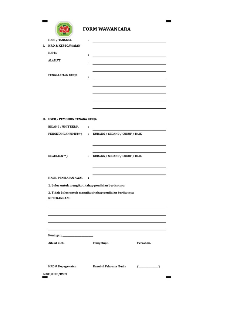 Formulir HRD dan Penilaian Karyawan | PDF | Bisnis