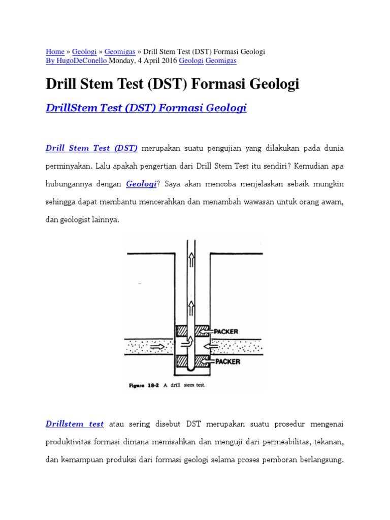 Drill Stem Test (DST) Formasi Geologi | PDF | Metode & Bahan Ajar ...