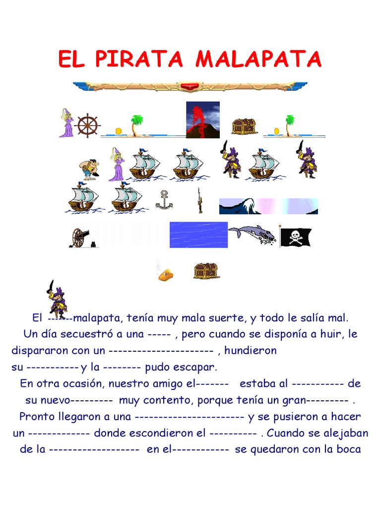 El Pirata Malapata (Pictografia) Ejercicio 1 | PDF