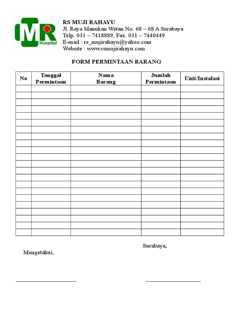 Form Permintaan Barang | PDF