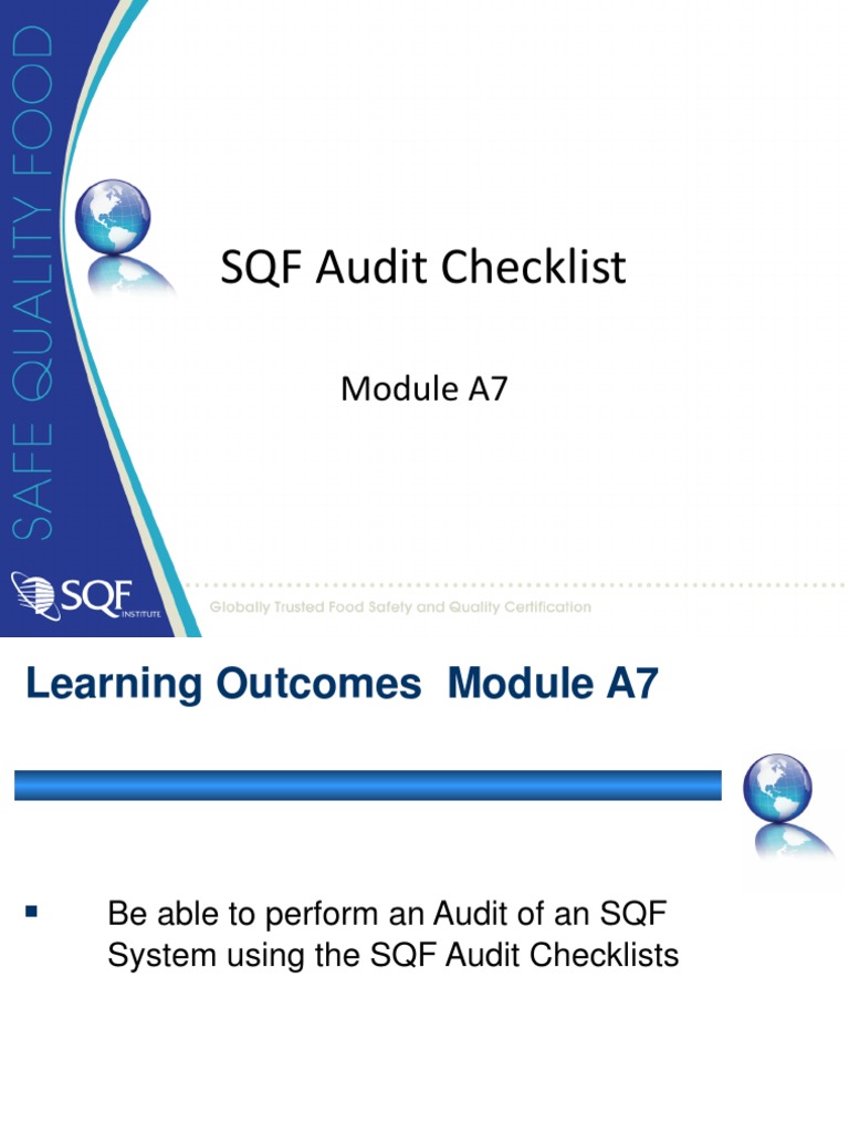 SQF Audit Checklist: Module A7 | PDF | Audit | Email