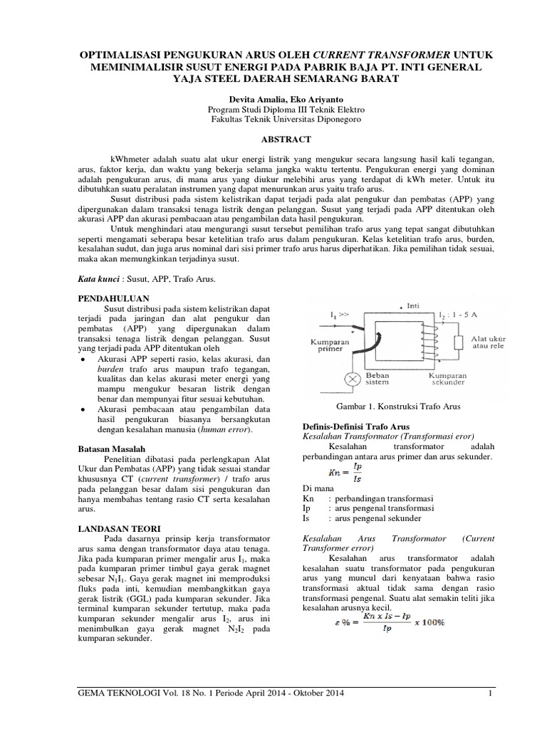 Rasio CT dan Pengaruhnya pada Energi | PDF