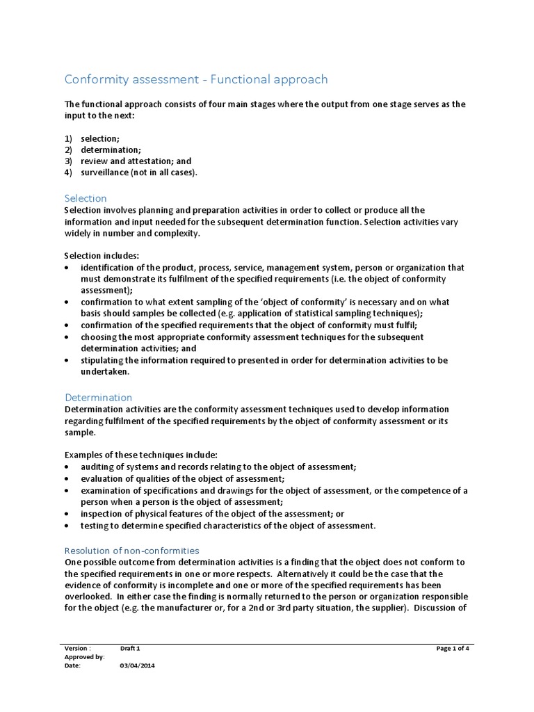 Annex 1 - Conformity Assessment - Functional Approach | PDF ...