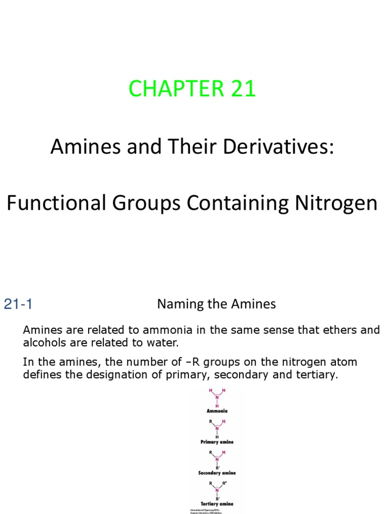 Amines and Their Derivatives:Functional Groups Containing Nitrogen ...