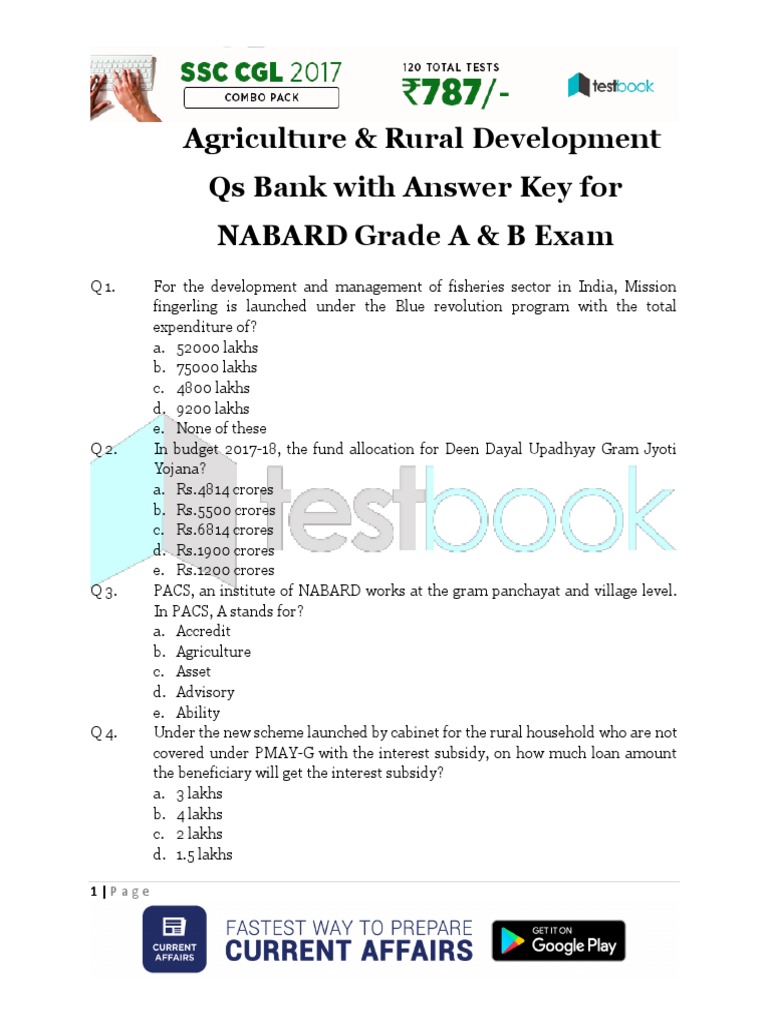 Agriculture and Rural Development Question Bank | PDF | Agriculture | Wheat