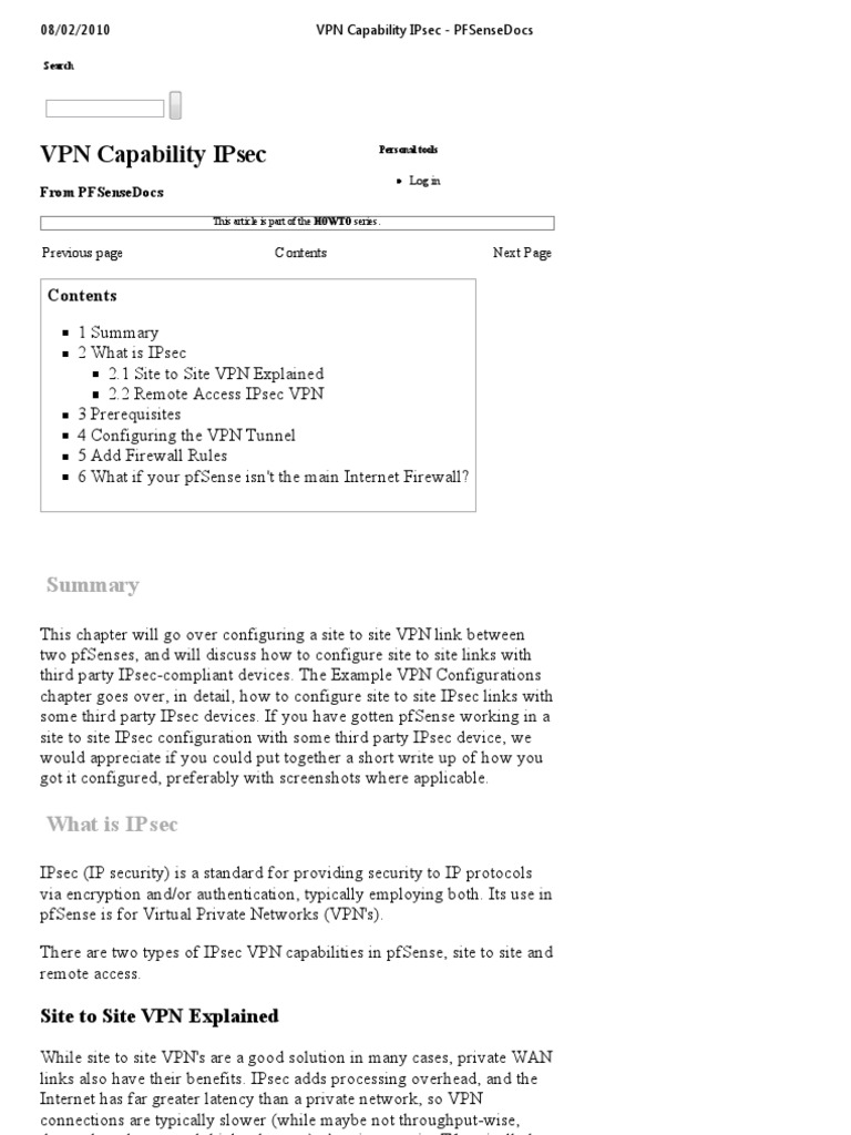 Configure an IPsec VPN tunnel between two pfSense routers | PDF | Virtual Private Network ...