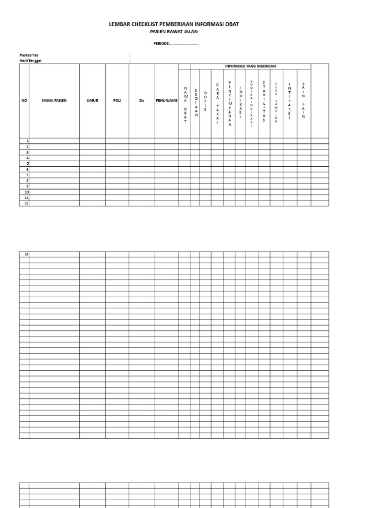 Lembar Checklist PIO | PDF